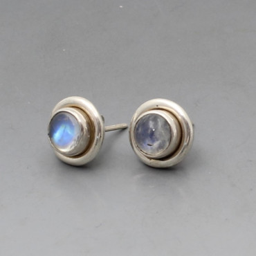 Moonstone Silver Stud Earrings